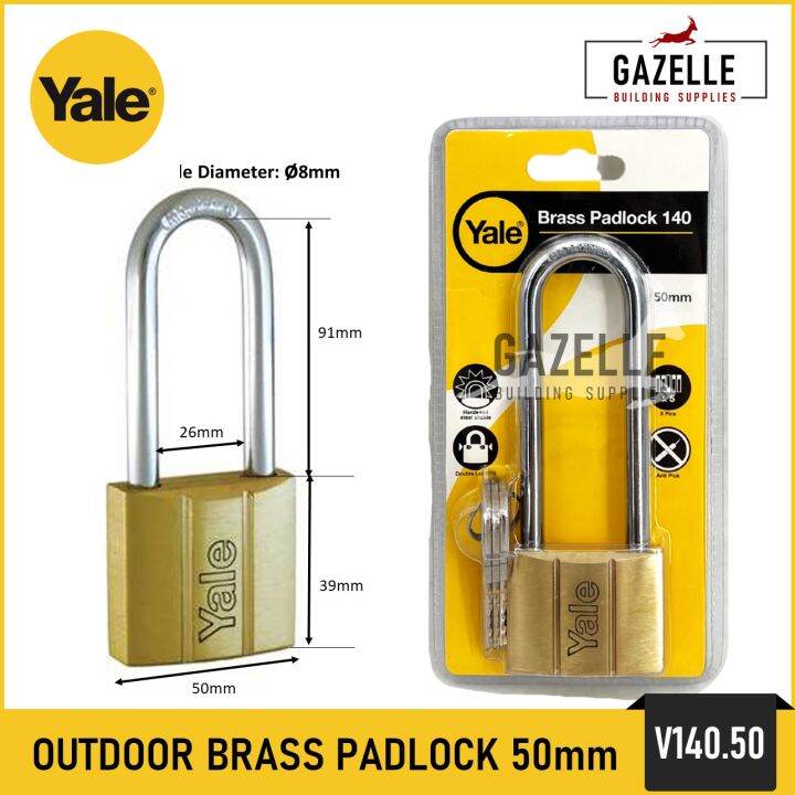 Yale 140 Outdoor Brass Padlock Heavy Duty 25mm / 30mm / 40mm / 50mm ...