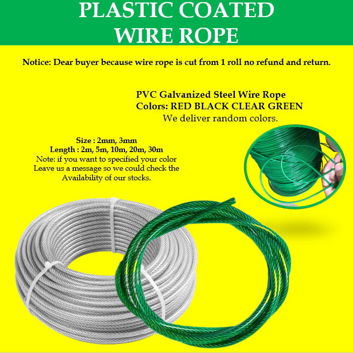 MAGO 2mm 3mm 4mm PVC 2m -30m Plastic Coated Galvanized Steel Wire Rope ...