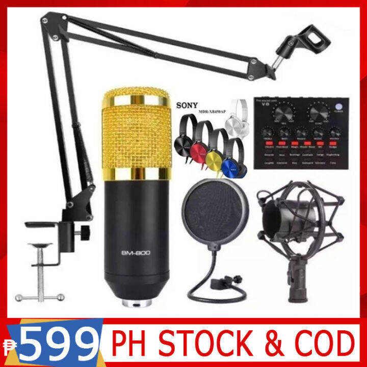 Original BM800 Condenser Microphone Professional Recording Microphone Kit with V8 ...