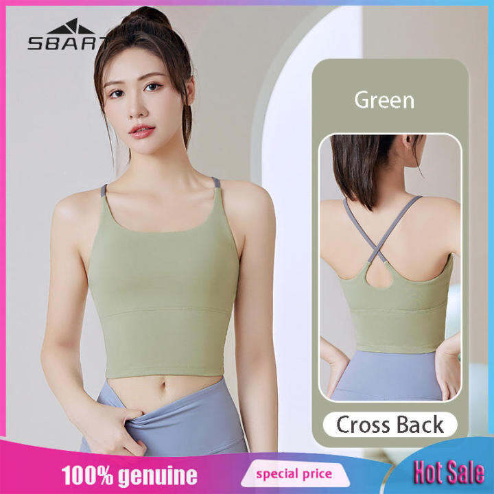 SBART สายคล้องไหล่บางใหม่พร้อมแผ่นอกเสื้อแขนกุดบราของเสื้อชั้นในกีฬาผู้หญิงฟิตเนสโยคะความงาม ...