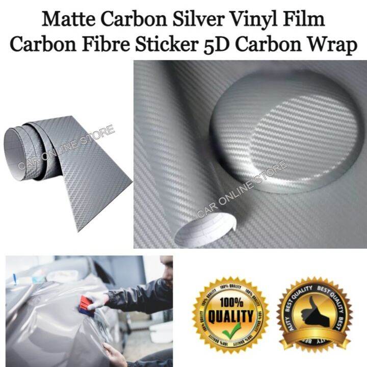 30 cm X 150 cm ~ Matte Carbon Silver Vinyl Film/ Carbon Fibre Sticker ...