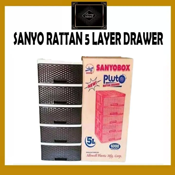 [ RESTOCK ] SANYO RATTAN 5 LAYER DRAWER / PLUTO 5L | Lazada PH