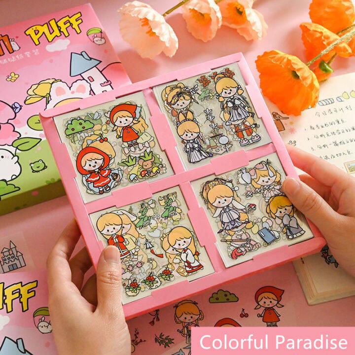 100PC non-repetitive cartoon cute hand-glued paper girl heart DIY hand ...