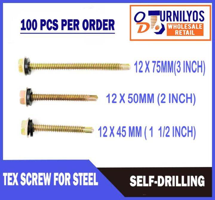 100PCS TEX SCREW TEKS SCREW FOR STEEL 3 SELF-DRILLING VARIANTS | Lazada PH