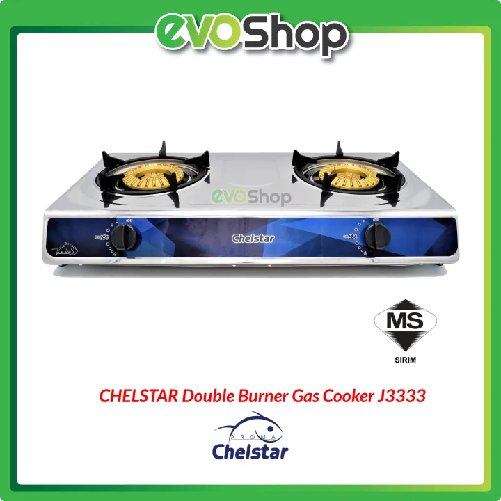 CHELSTAR Stainless Steel Low Pressure Double Burner Gas Cooker Stove ...