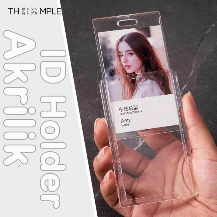 Holder Id Card Acrylic Id Card 2 sisi Tempat Kartu Id Card Member Name ...
