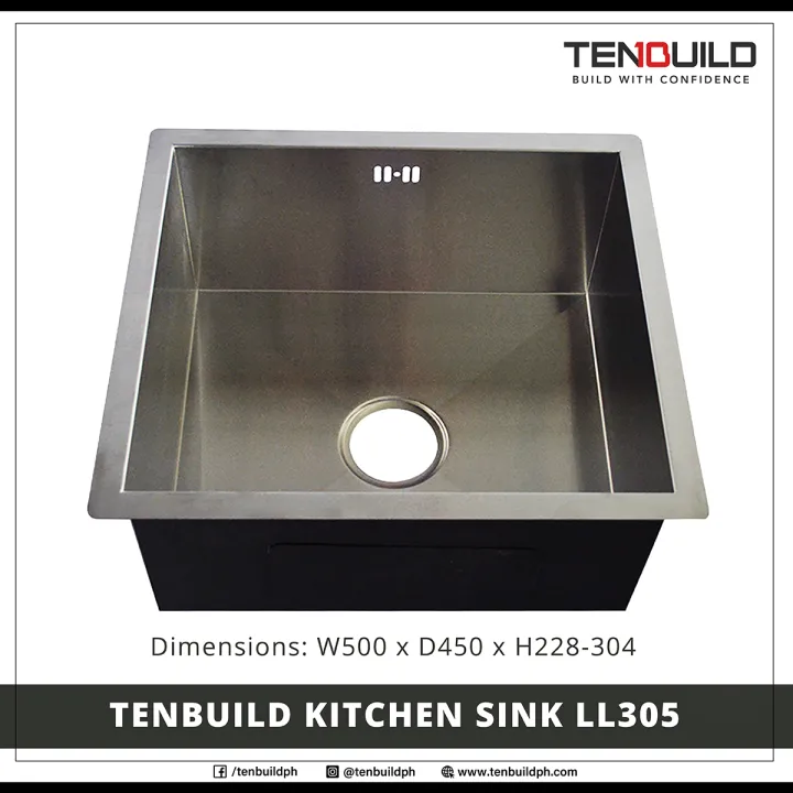 Tenbuild Handmade Stainless Kitchen Sink LL305 | Lazada PH