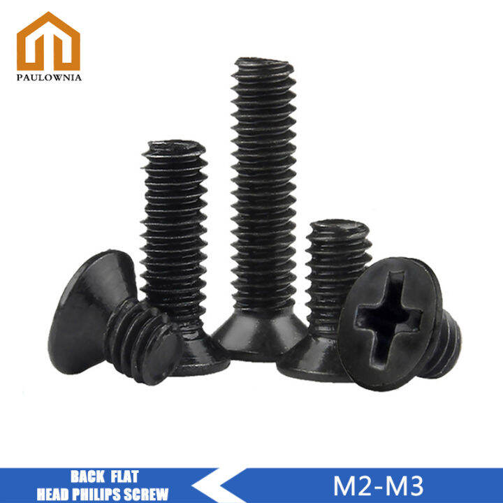 M2 M2 5 M3 Black Zinc Countersunk Head Phillips Screw Cross Recessed Machine Screw Phillips Head
