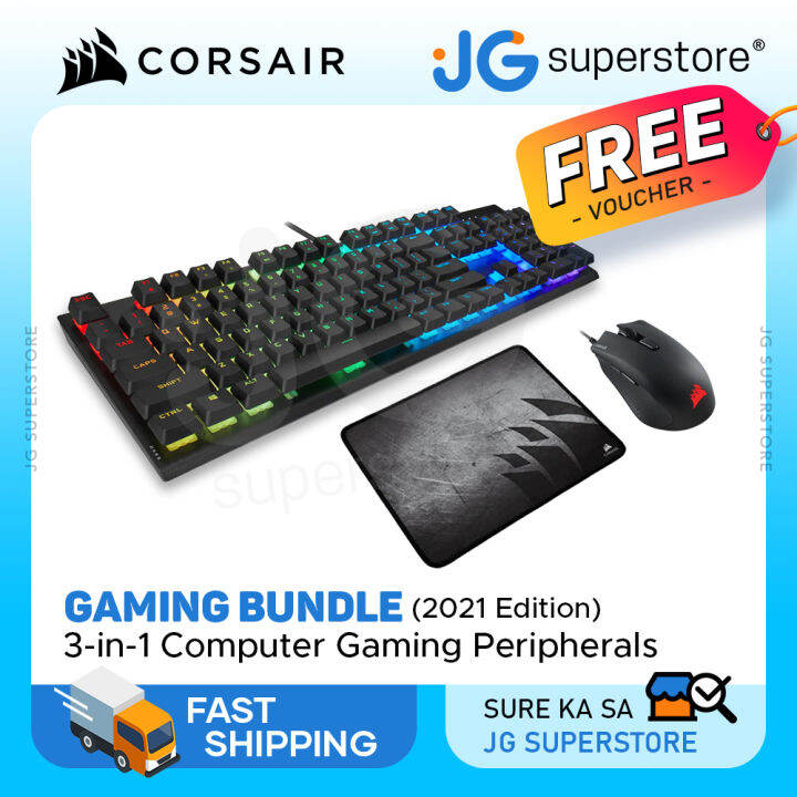 CORSAIR 3 in 1 Gaming Bundle 2021 Edition with K60 iCUE RGB Pro Mechanical Gaming Keyboard with ...