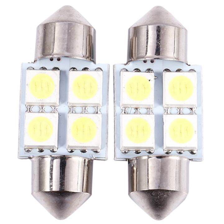 DC 12V 30mm 4 5050 SMD Car Interior Dome Festoon LED Light White 2 Pcs ...