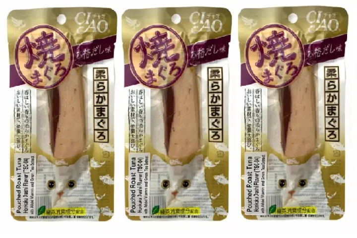 CIAO TSC-04 Pouched Roast Tuna Dried Bonito with Seaweed Powder Flavor Cat Treats 20g (3 packs ...