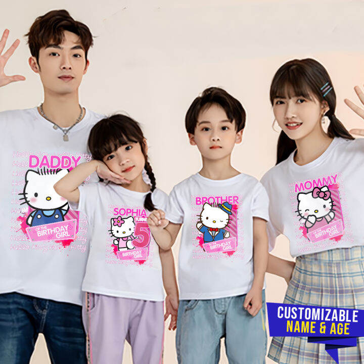 HELLO KITTY Personalized Family Birthday Shirt Changeable Name Age DTF ...