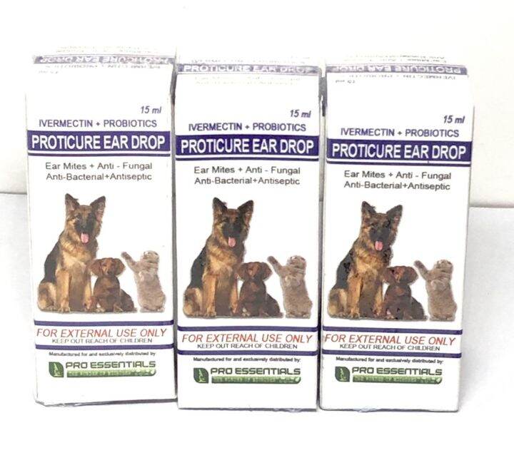 [JWR AGRIVET] 3 BOX Proticure Ear Drop 15ml for Dog and Cat Ear Mites ...