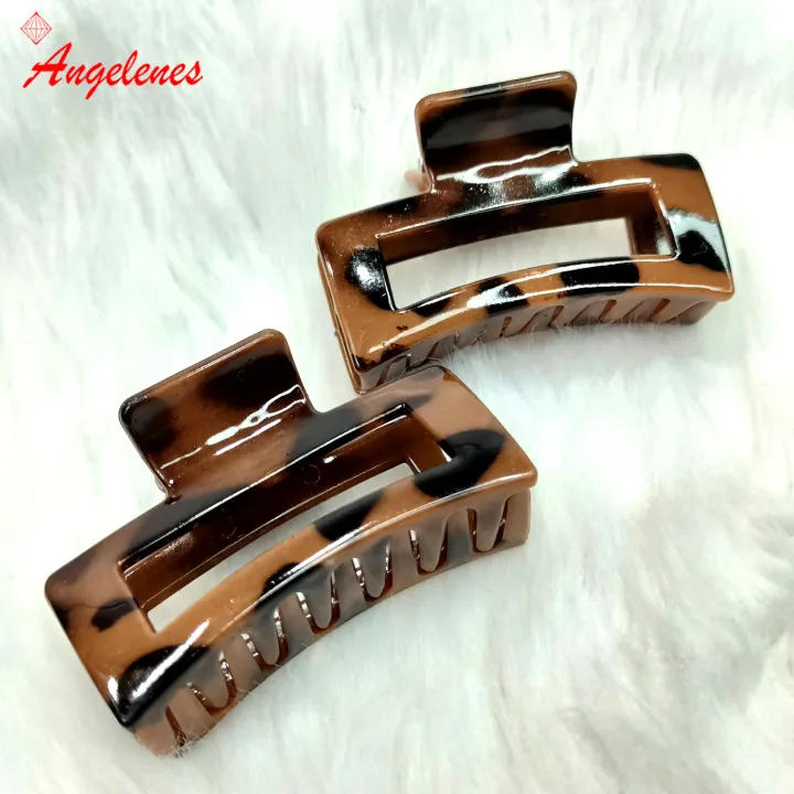 Angelenes Leopard Design Mini Hair Claw Clamp pair for Women/Actual ...