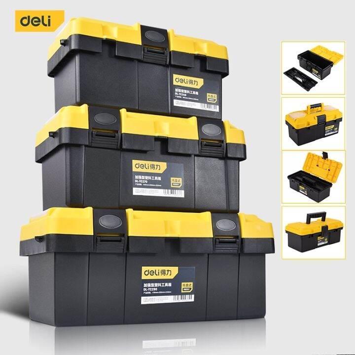 Deli 12‘’-16‘’ Heavy Duty Tools Box Plastic Tool Storage Box Portable ...