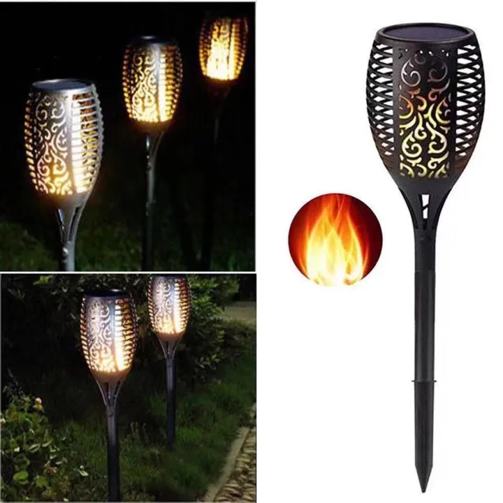Waterproof LED Flickering Flames Torches Solar Flame Stake Light ...