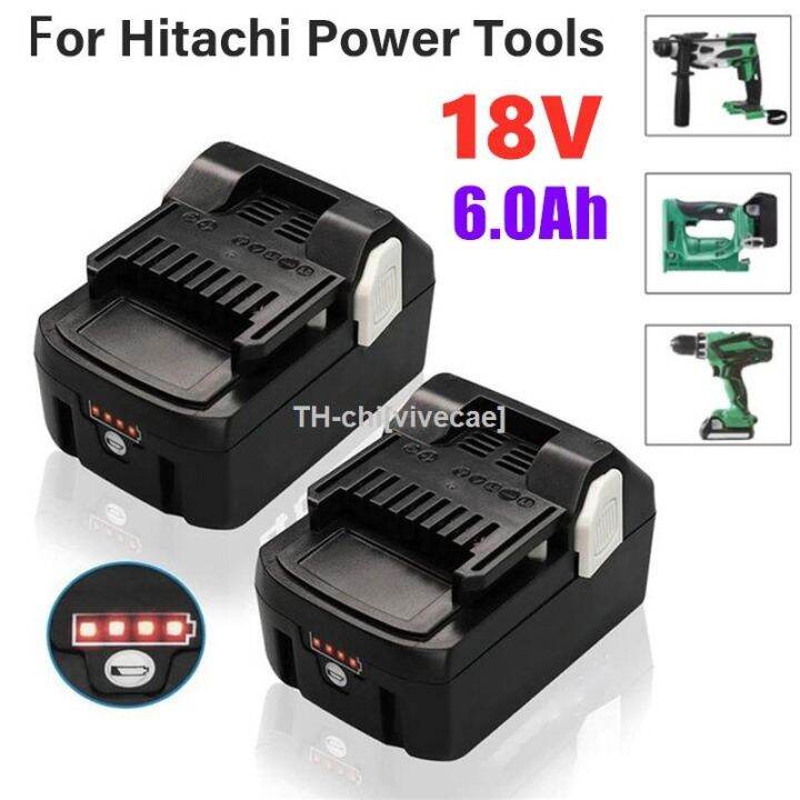 High Capacity 6000mAh 18V Lithium Replacement Battery for Hitachi Power Tools BSL1830 BSL1840 ...