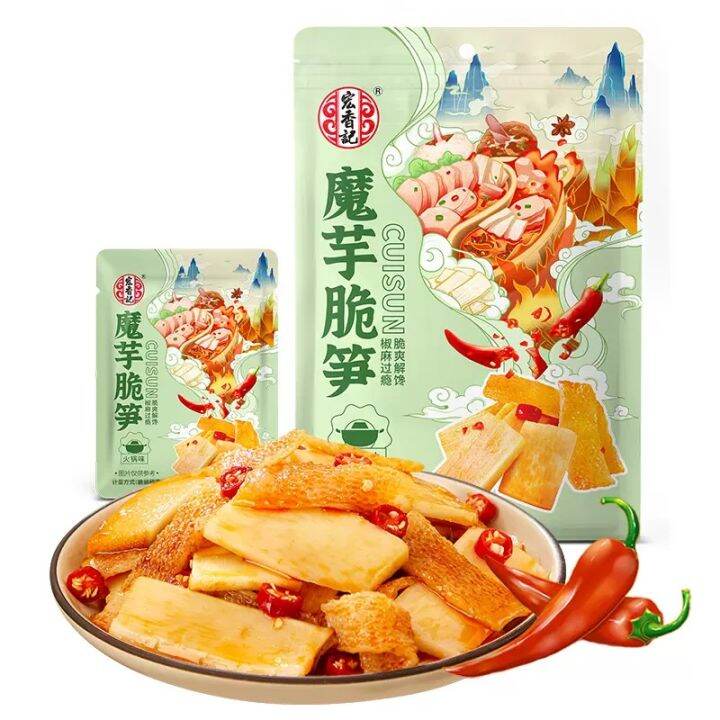 Hong Xiang Ji Spicy Sliced Bamboo & Konjac 150g Snacks Vegetarian Meat ...
