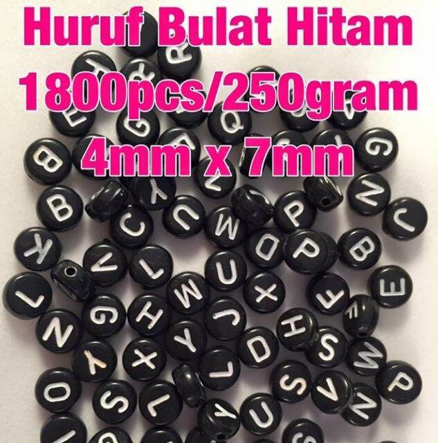 ALPHABET ABJAD HURUF BULAT HITAM MIX (4mm x 7mm) | Lazada