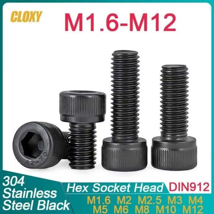 2~50pcs M1.6 M2 M2.5 M3 M4 M5 M6 M8 M10 M12 Black Galvanized 304 ...