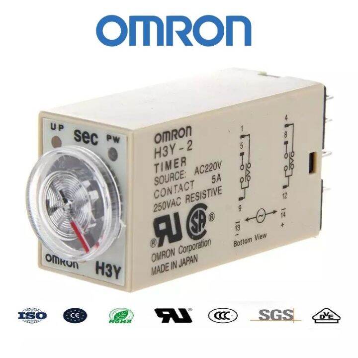 omron H3Y-2 H3Y Power Delay Time Temporizador รีเลย์0-60 AC 220V DC 12v 220v ฐานซ็อกเก็ต ...