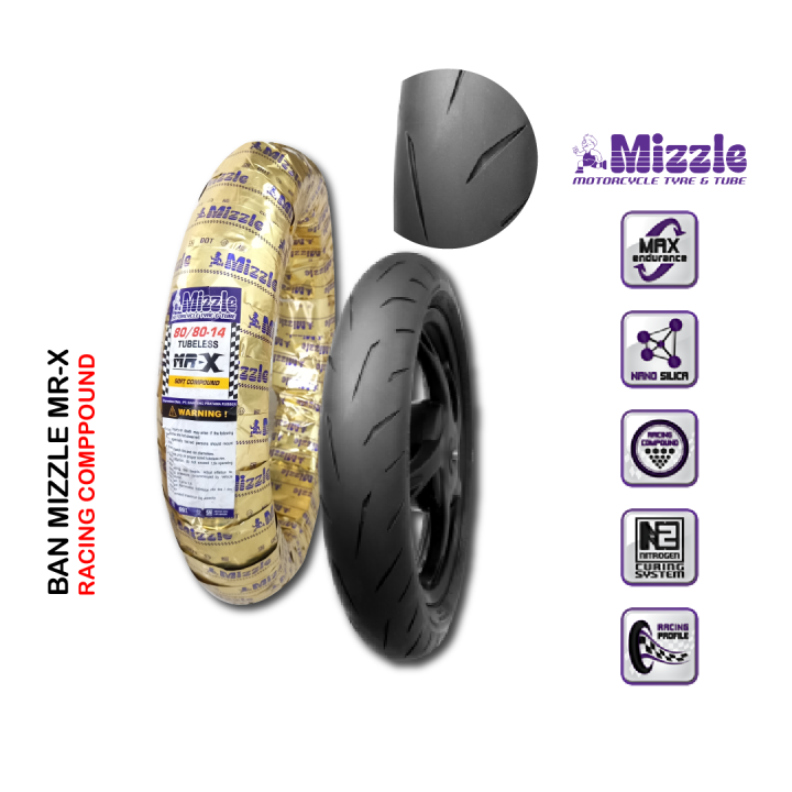 Ban Mizzle MR-X Tubeless Soft Racing Compound Motor Matic Ring 80/80-14 ...