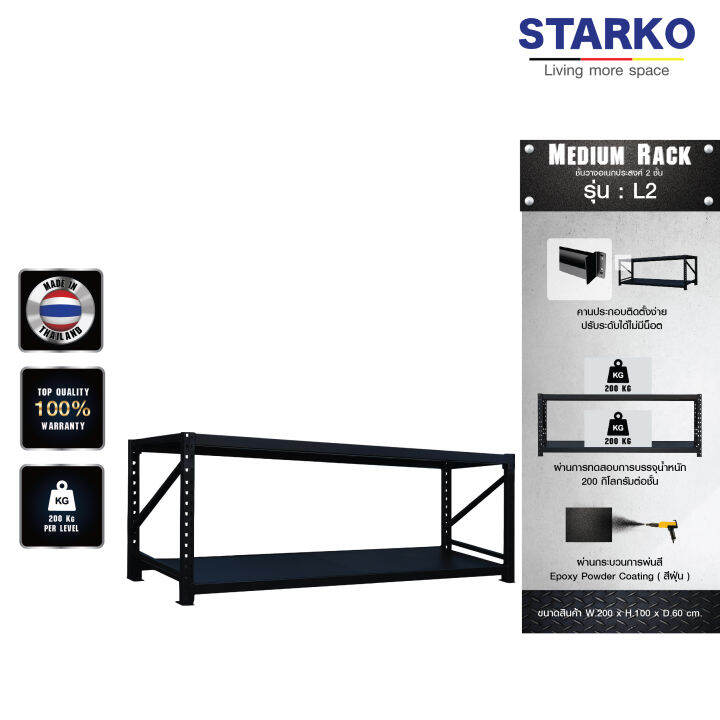 STARKO Medium Rack รุ่น L2 ชั้นเหล็ก ประกอบง่าย ไม่ต้องง้อน็อต รองรับ ...