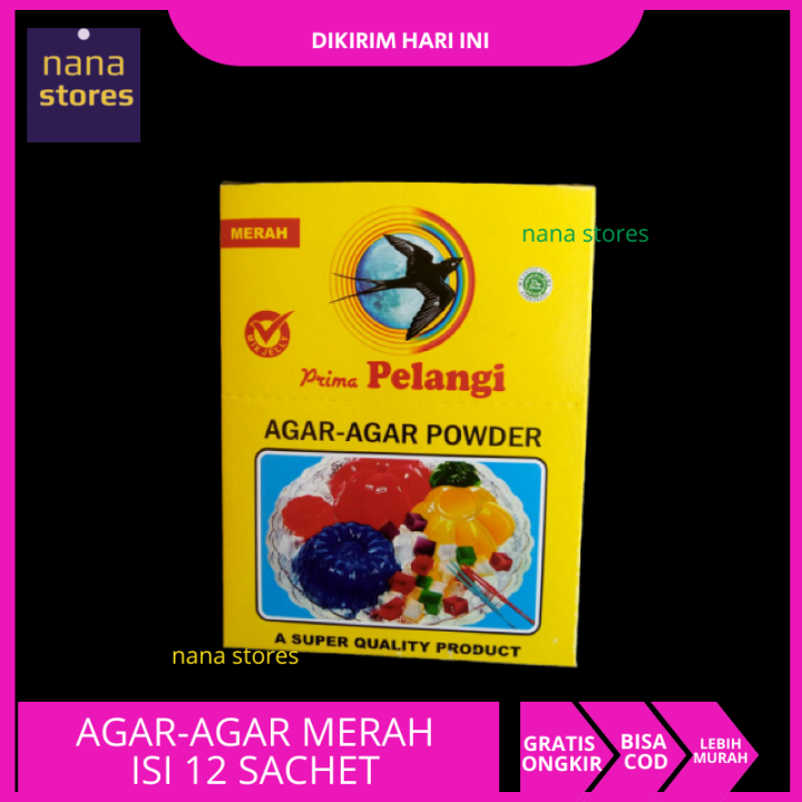 Agar Agar Bubuk Agar Agar Jelly Agar Pelangi Merah Swallow Agar Agar Merah 1 Dus Isi 12 Bks