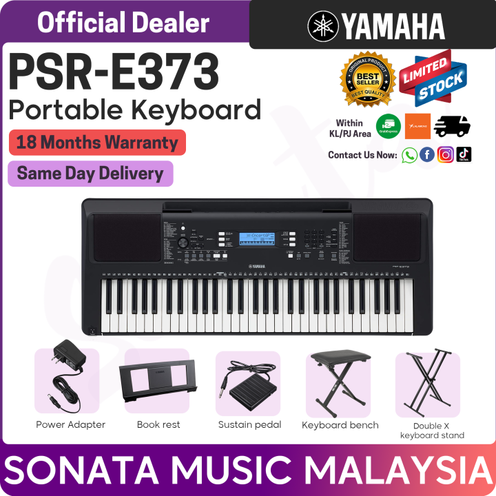 Yamaha PSR E373 61 key Portable Keyboard Package B (PSR-E373 / PSRE373 ...