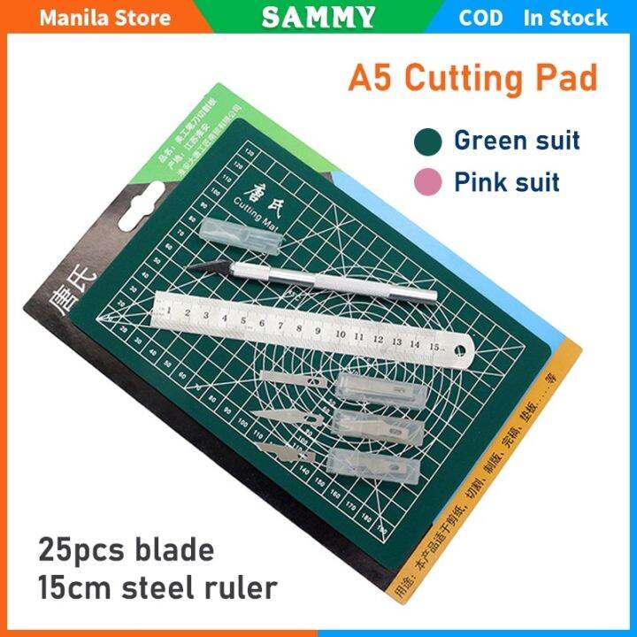 A5 Cutting Pad Set 25PCS Utility Knife Blades 15CM Steel Ruler 3MM ...