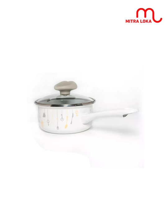 Mitra Loka Panci Susu Enamel Tutup Kaca 16cm Chefina / Kedaung Panci ...
