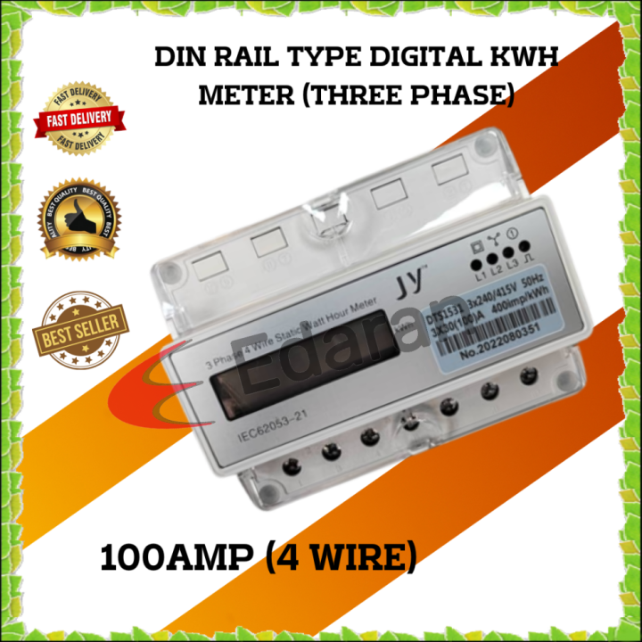 JY DTS-1531 30/100A 415V 3PHASE 4WIRE DIN RAIL TYPE DIGITAL KWH METER ...