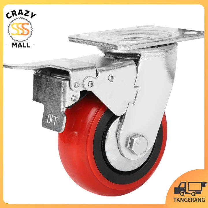 【2 Inch】Roda Kastor PVC Roda Kastor Universal Dengan Rem Castor Wheel ...