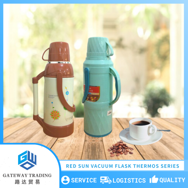 2.0L Thermos Red Sun High Quality Plastic Vacuum Flask Insulated Bottle ...
