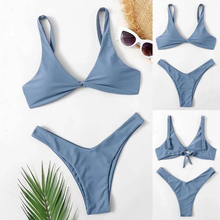 hotx【cw】 Swimsuit Bikinis Sets For Teens High Breast Solid Bikini One ...