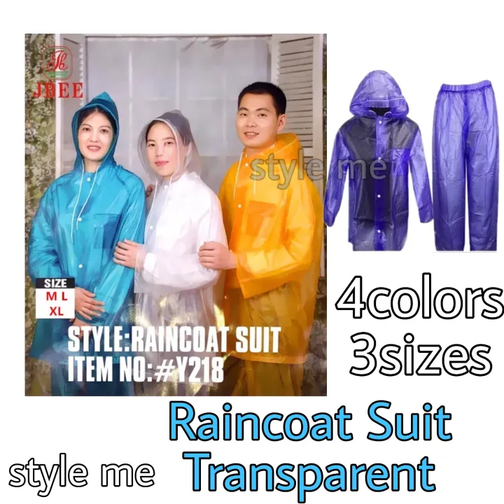 Raincoat Transparent Rain suit Jacket and Pants Rainwear for Adult ...