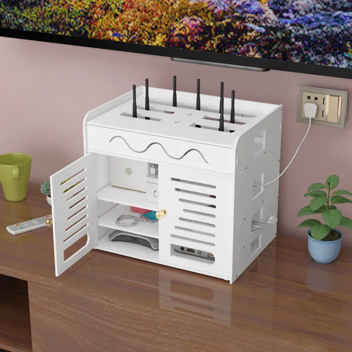Router storage box wifi cat remote control storage rack plug-in wire ...