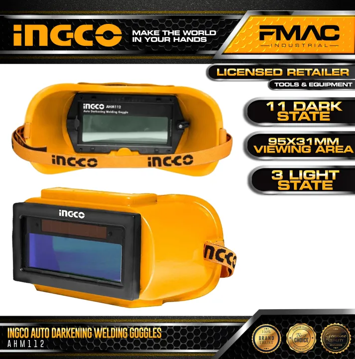 INGCO Auto Darkening Welding Goggles AHM112 FMAC⭐⭐⭐⭐⭐ | Lazada PH