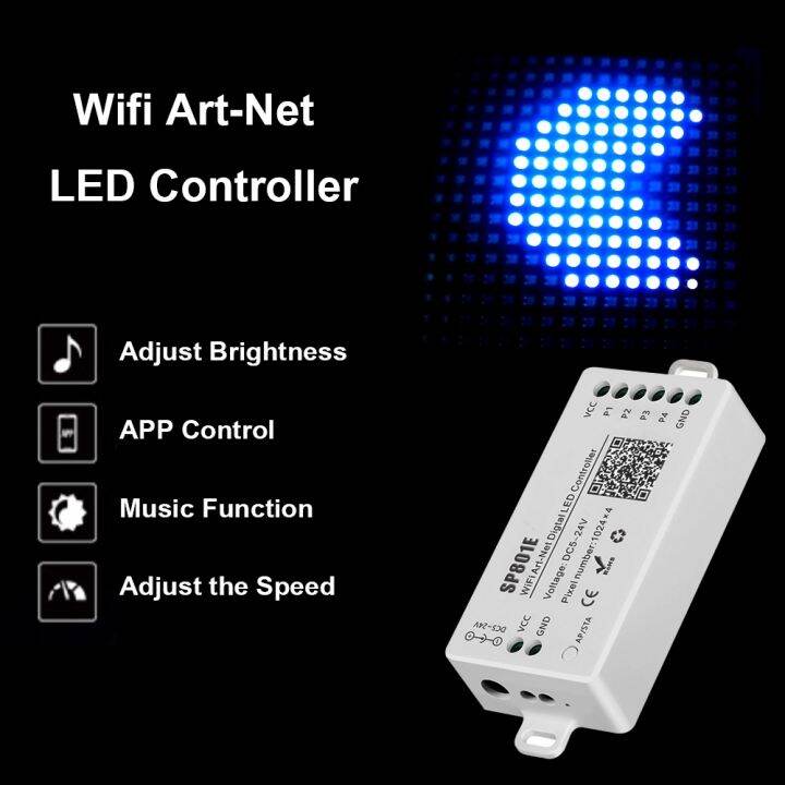 DC5-24V SP801E iOS Android Programmable APP Control Wifi Art-Net Magic WS2812B LED Matrix Panel ...