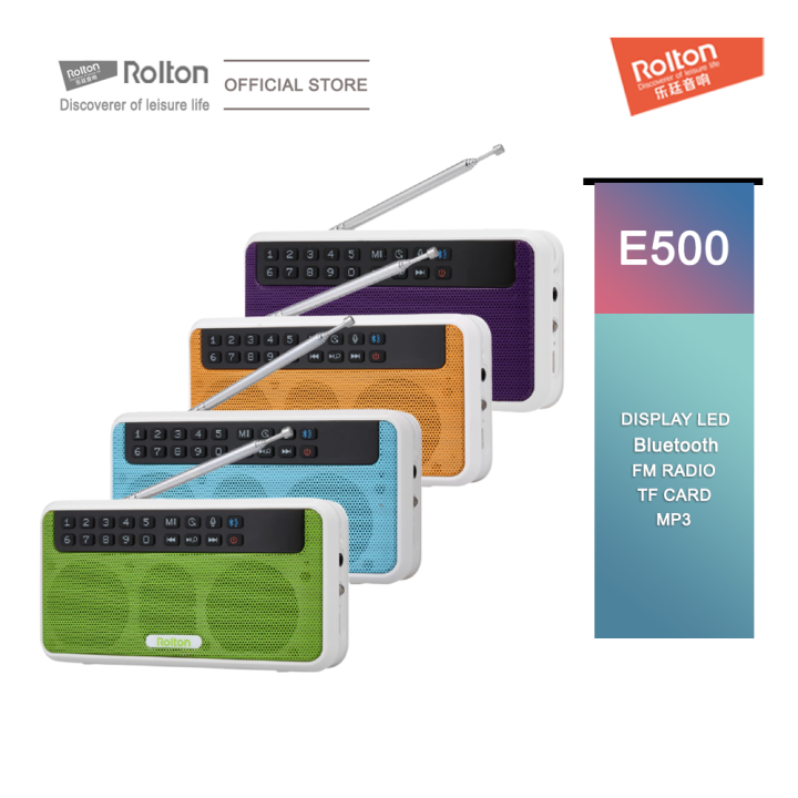 Rolton E500 Portable Digital Audio Player Bluetooth LED Display FM Radio TF Card Multi ...