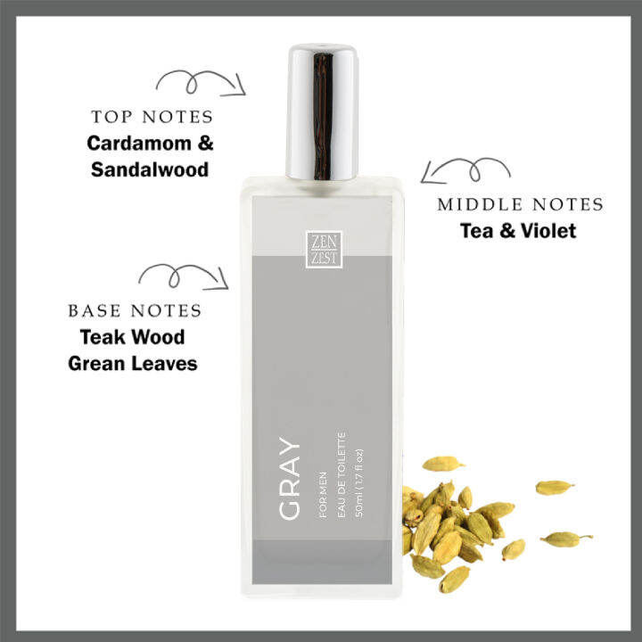 Zen Zest Oil-Based Eau De Toilette Perfume For Men 50mL GRAY -Long ...