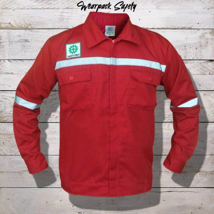 Wearpack Safety Merah Polos Atasan Wearpack Lengan Panjang Seragam ...