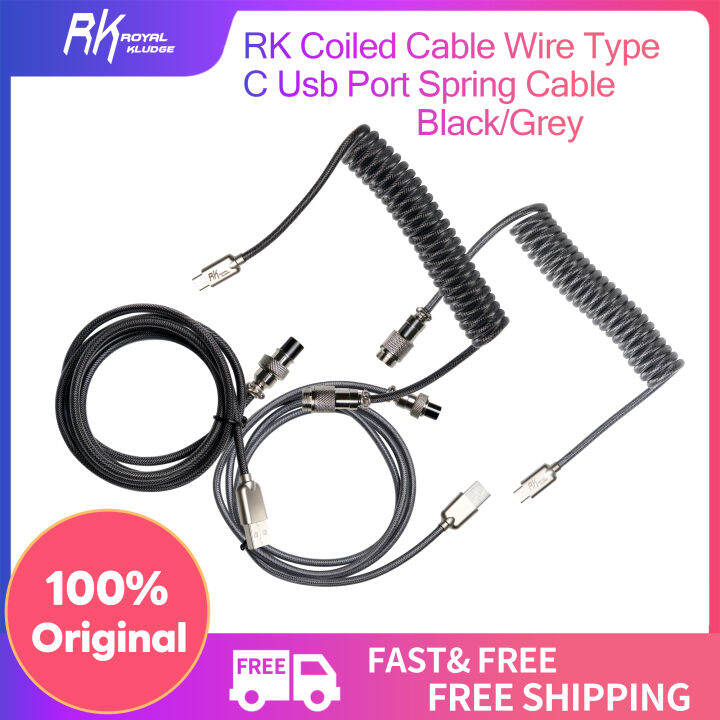 RK Royal Kludge Mechanical Keyboard Coiled Cable Wire Type C Usb Port ...