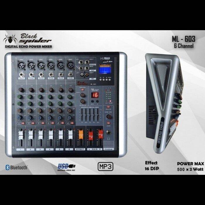Power Mixer 6 Channel Black Spider ML603 Original | Lazada Indonesia