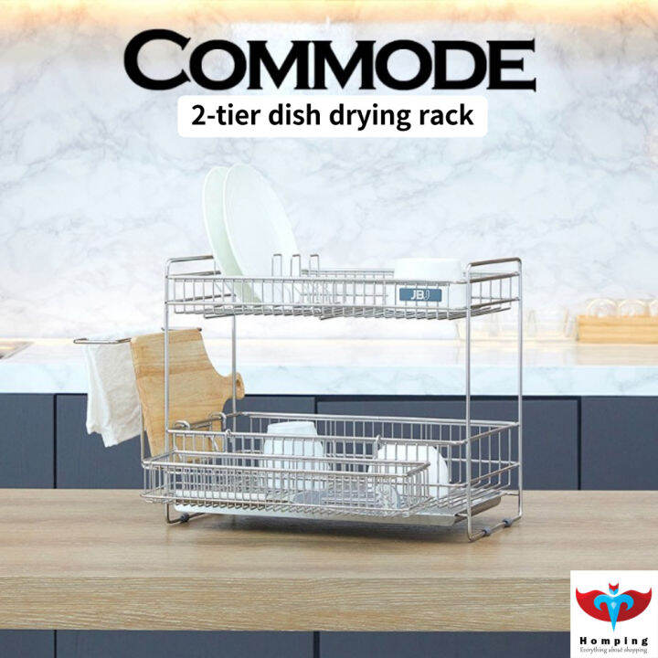 [JBJ] rak penyimpanan dapur all-sten Korea 2 tingkat kotak alat makan ...