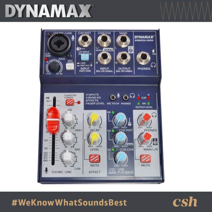 DYNAMAX UM36 USB Interface 4 Channel Mixer with 3-Band EQ for Video ...