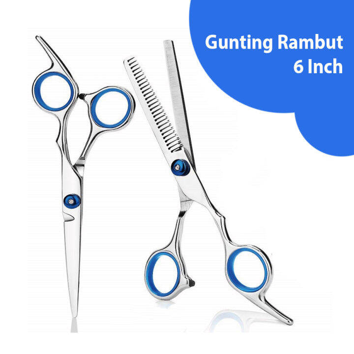Gunting Rambut 6 Inch 2 Pcs Sasak Lurus Scissors Straight Thinning ...