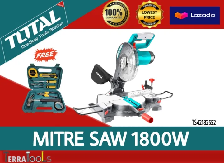 TOTAL Sliding Mitre Saw 1800W (TS42182551P) w/ FREE TOOLSET | Lazada PH