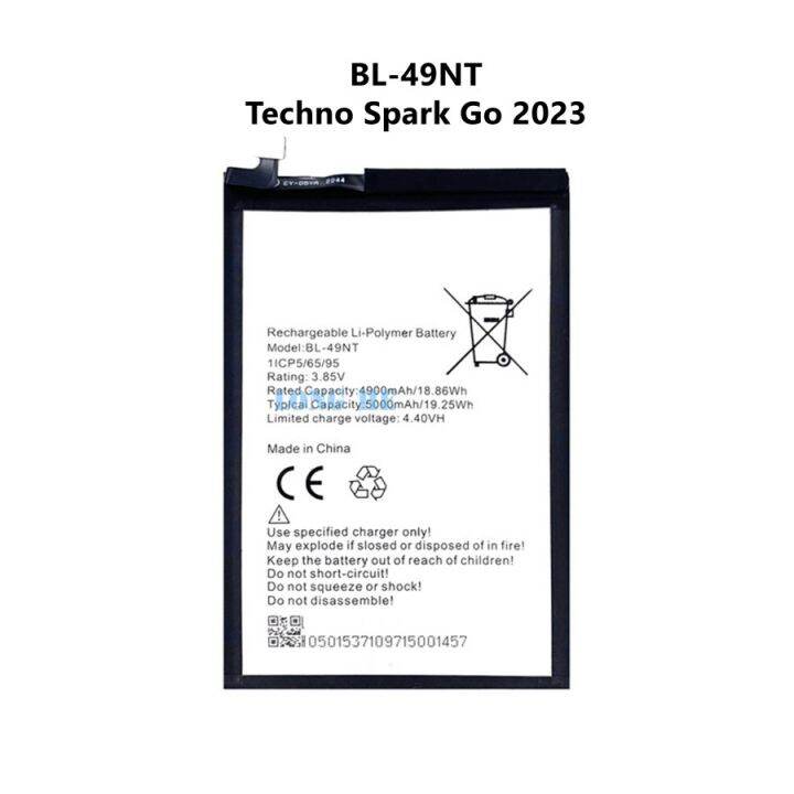 BATRE BATERAI BATTERY BL-49NT ORIGINAL TECNO SPARK GO 2023 | Lazada ...