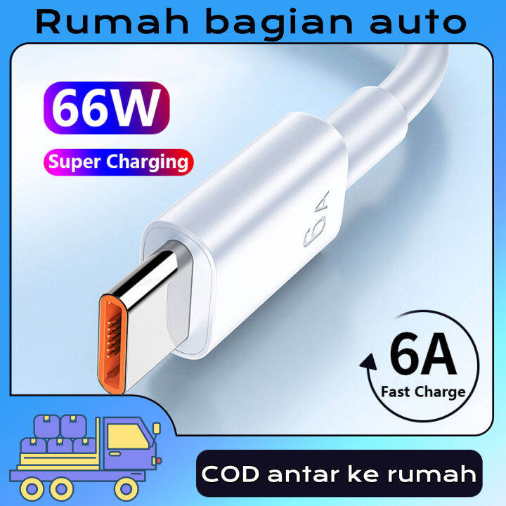 Kabel Pengisi Daya Super Cepat 66W 6A, Kabel Data Pengisian Daya USB Tipe C untuk VIVO Xiaomi ...